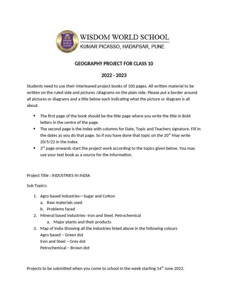 Geog Project STD X 2022 - 2023 | PDF