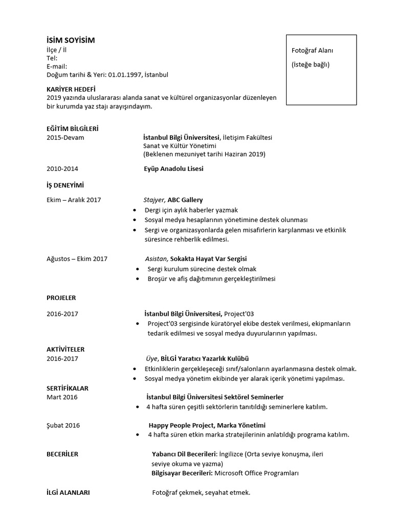 Cv-Ornegi Lisans | PDF