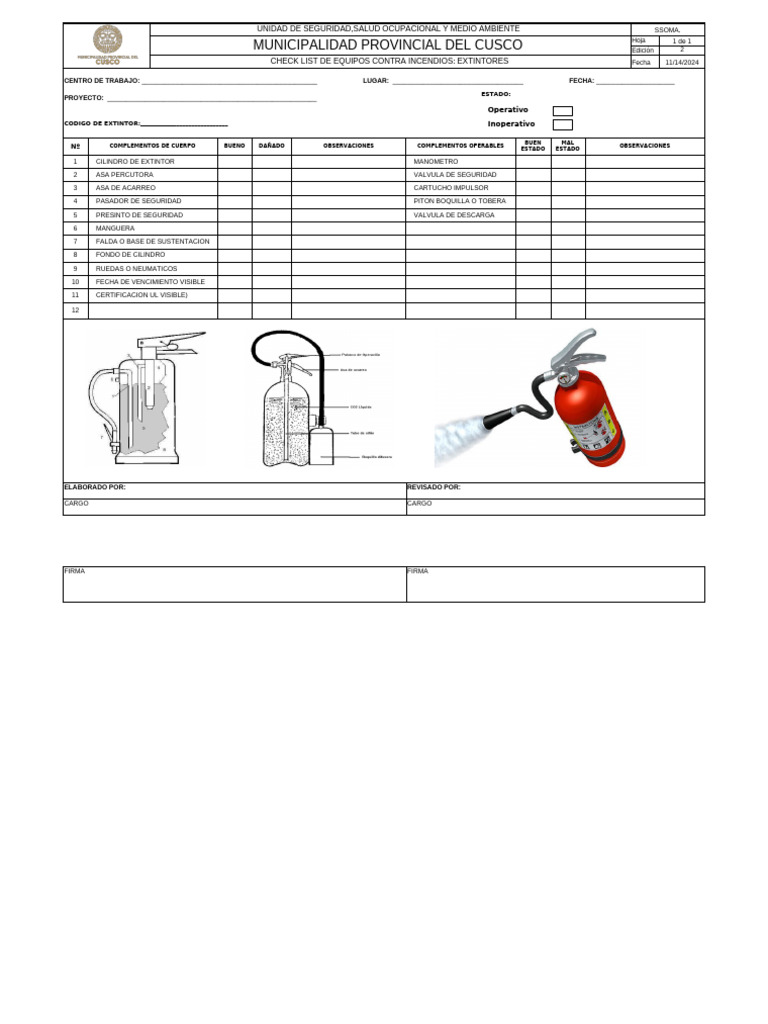 Check List de Extintores | PDF | Supresión de incendios | Protección ...