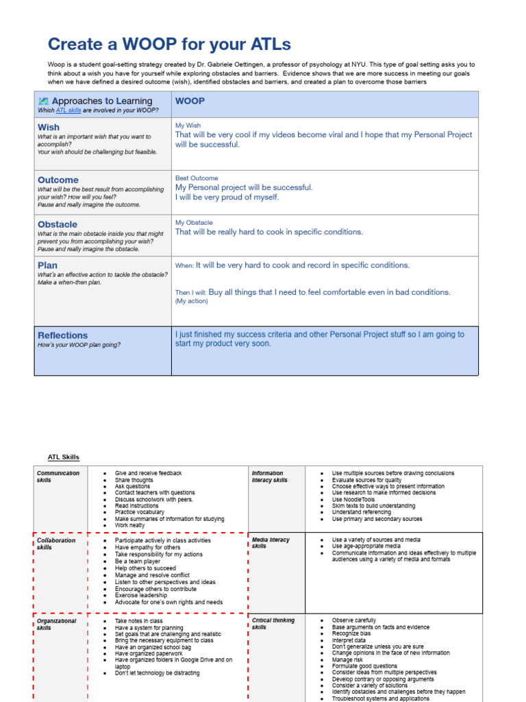 ATL WOOP Goal Setting Version_Template | PDF | Goal Setting | Cognitive ...