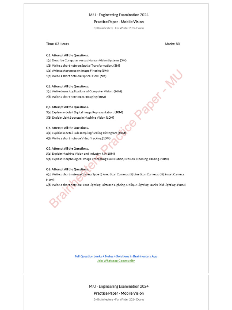 MV Sem7 Comps Practise Paper | PDF