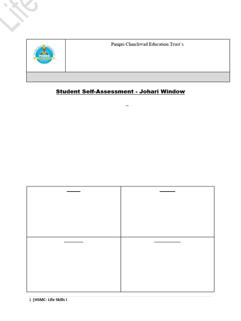 Worksheet 2-Johari Model | PDF