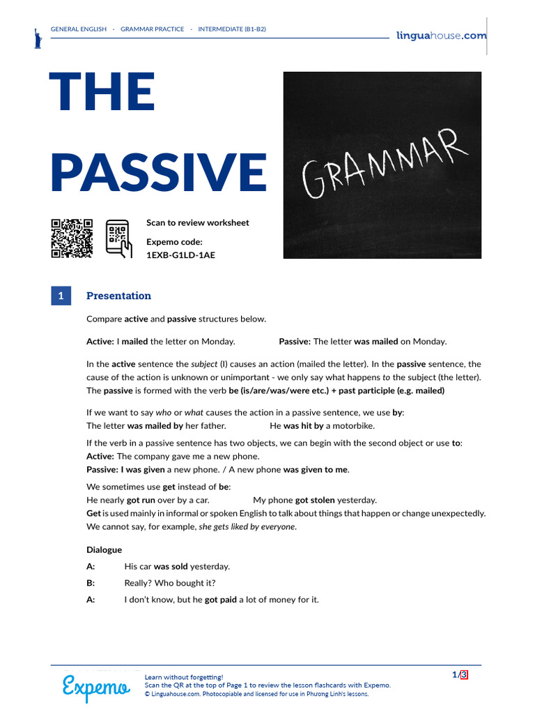 The Passive American English Student B1 B2 | PDF | Linguistics | Grammar