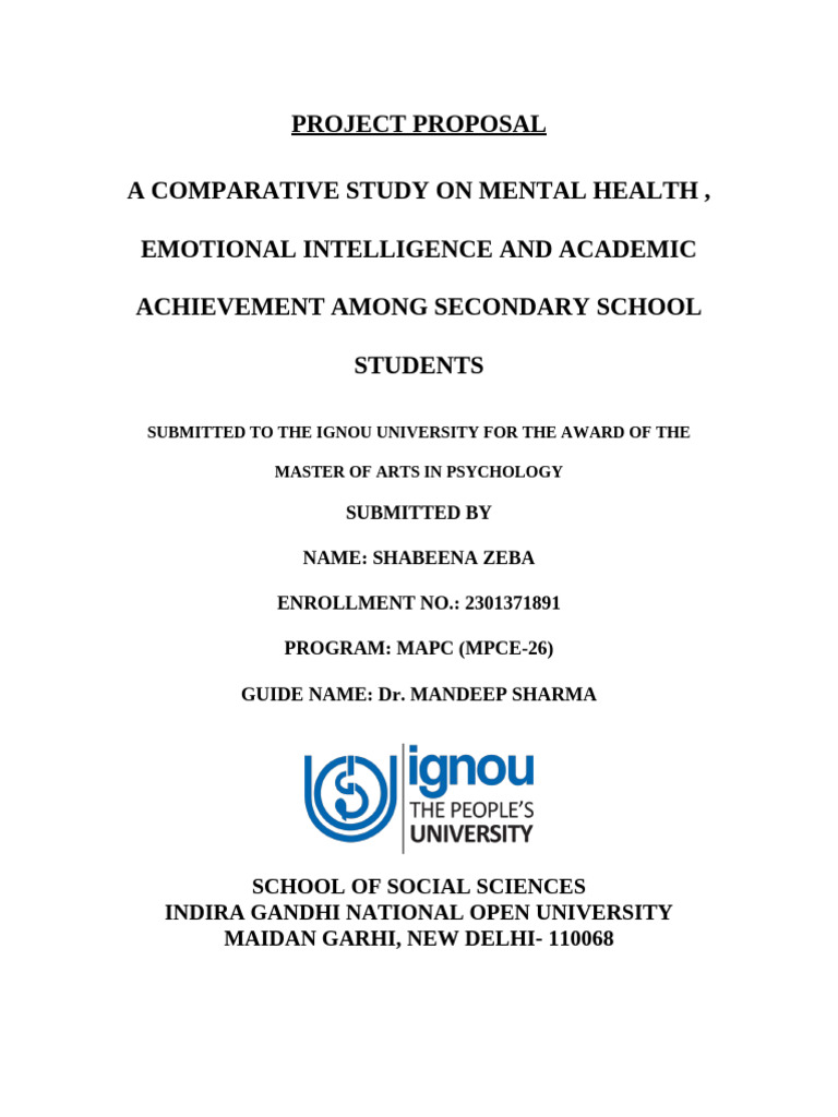 Synopsis - Shabeena Zeba Final Synopsis | PDF | Emotional Intelligence | Mental Health