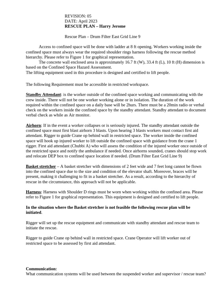 Written Rescue Plan - Template | PDF | Crane (Machine) | Occupational ...