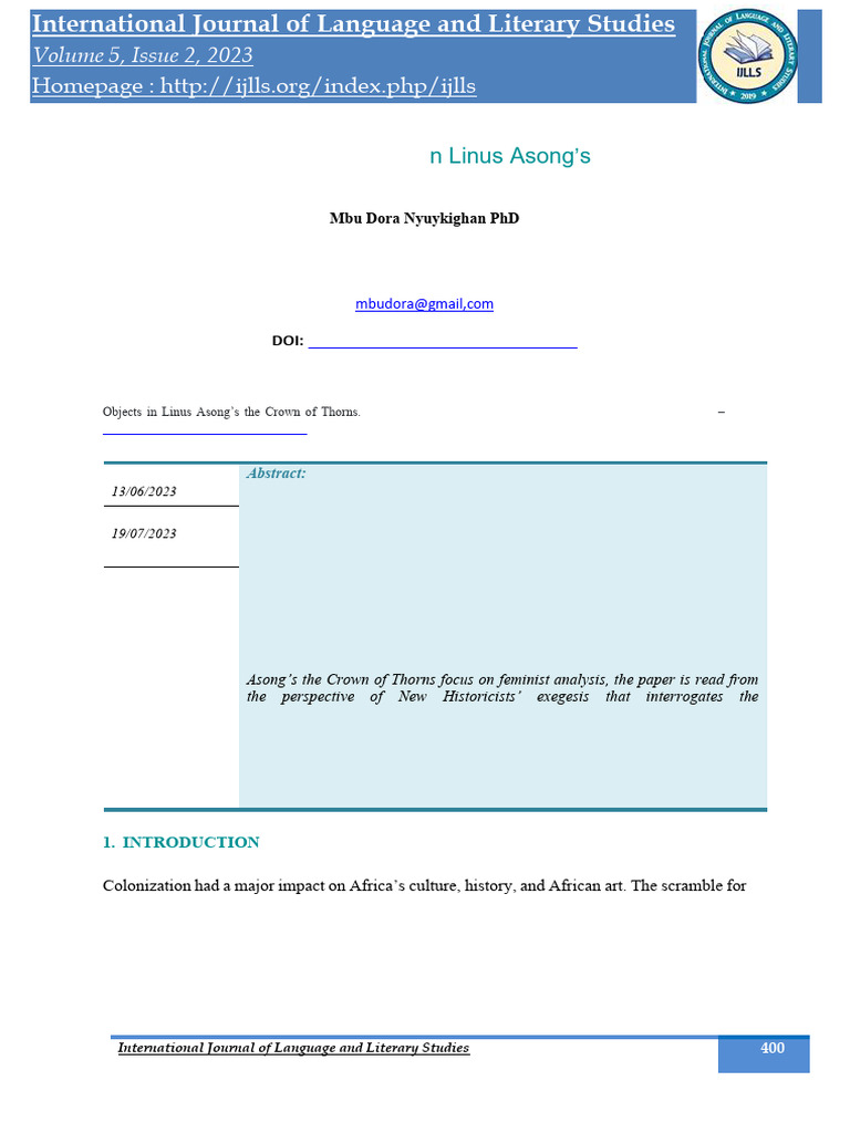 Commodification in Asong's Crown of Thorns | PDF | Museum | Liberal ...