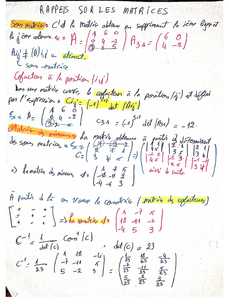 Rappel Sur Les Matrices | PDF