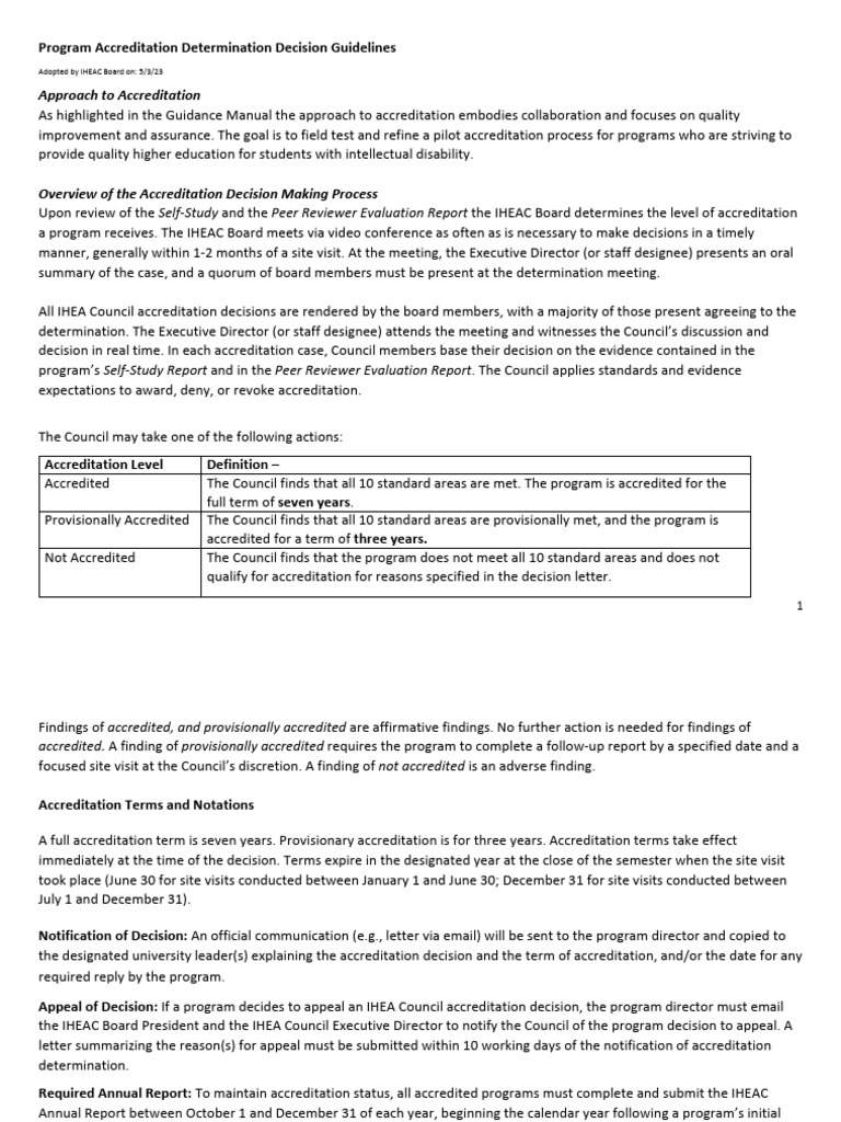 IHEAC Accreditation Determination Adopted 5 3 23 | PDF