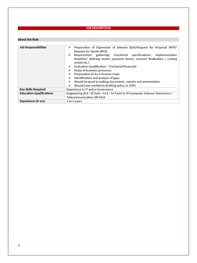 JD For MahaHub | PDF