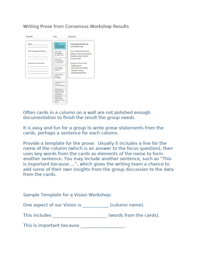 Writing Prose From Consensus Workshop Results | PDF