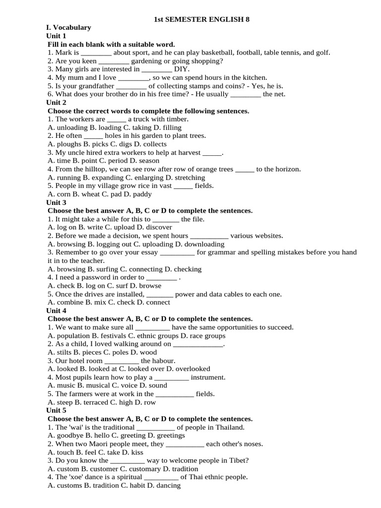 1st SEMESTER ENGLISH 8 - 21.8 | PDF