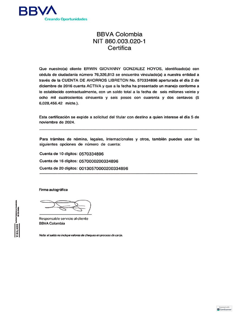 Certificado BBVA | PDF