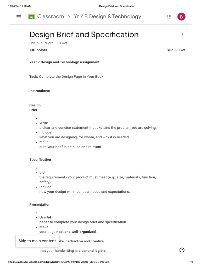 Design Brief and Specification | PDF | Human Communication