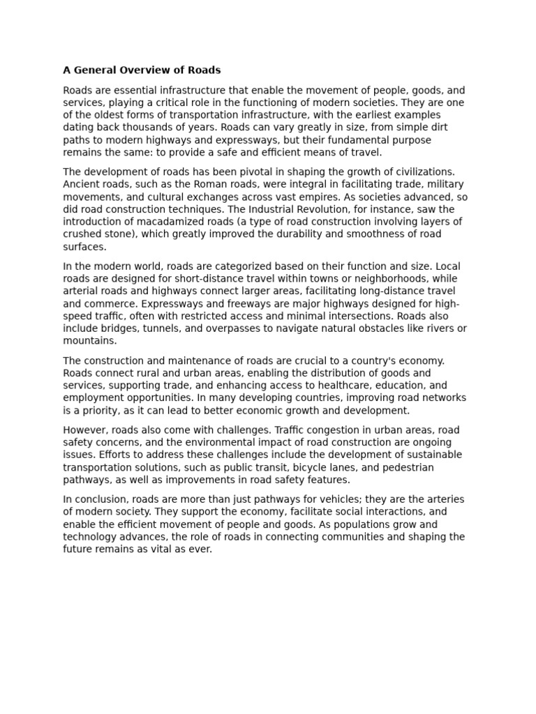 A General Overview of Roads | PDF | Road | Controlled Access Highway