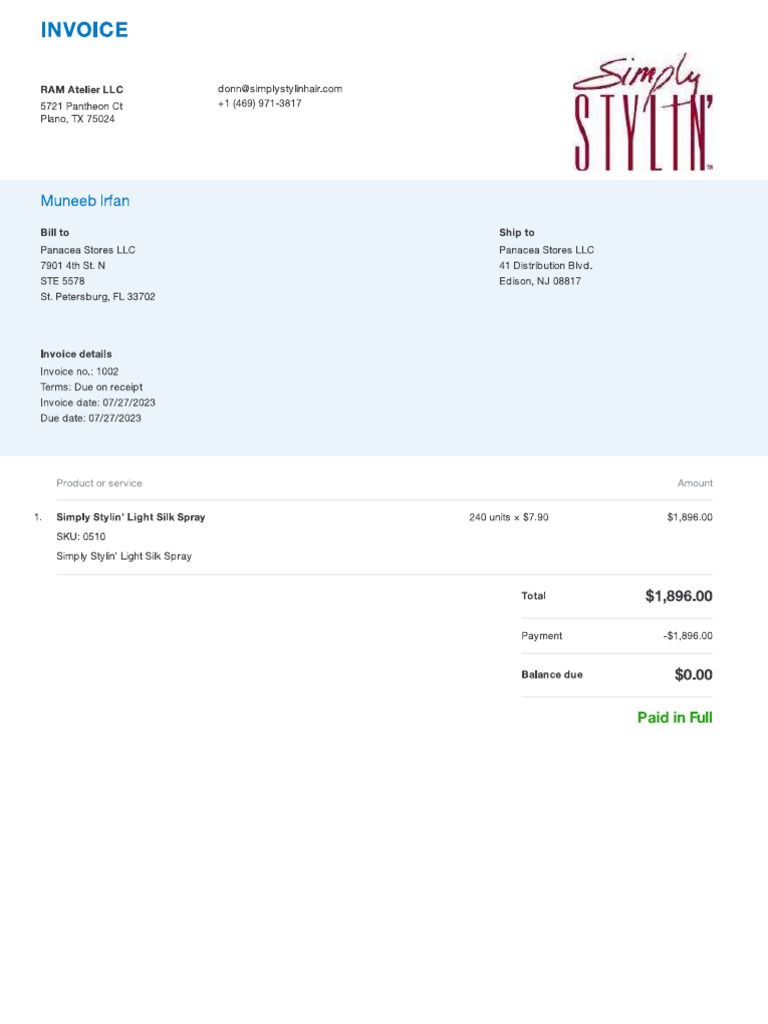 Simply Stylin Invoice | PDF