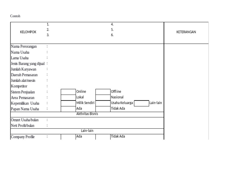 Contoh Form Kunjungan | PDF
