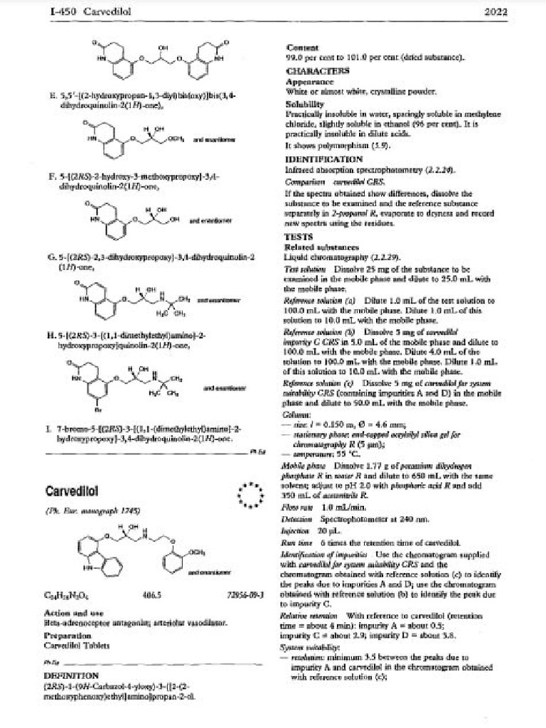 Carvedilol - BP 2022 | PDF