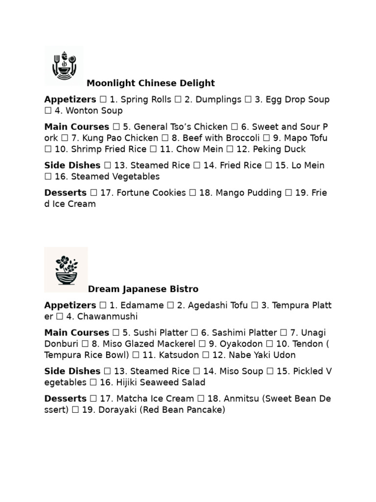 Menus | PDF | Thai Cuisine | Burrito