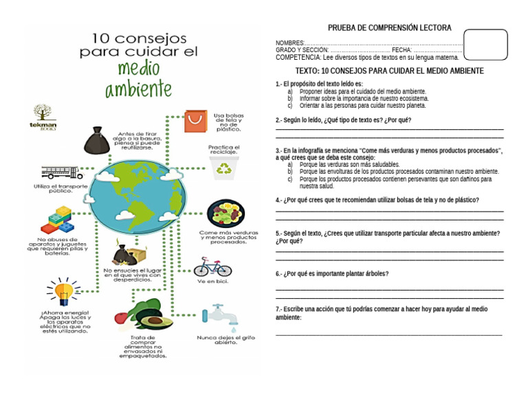 Prueba: Cuidado del Medio Ambiente | PDF
