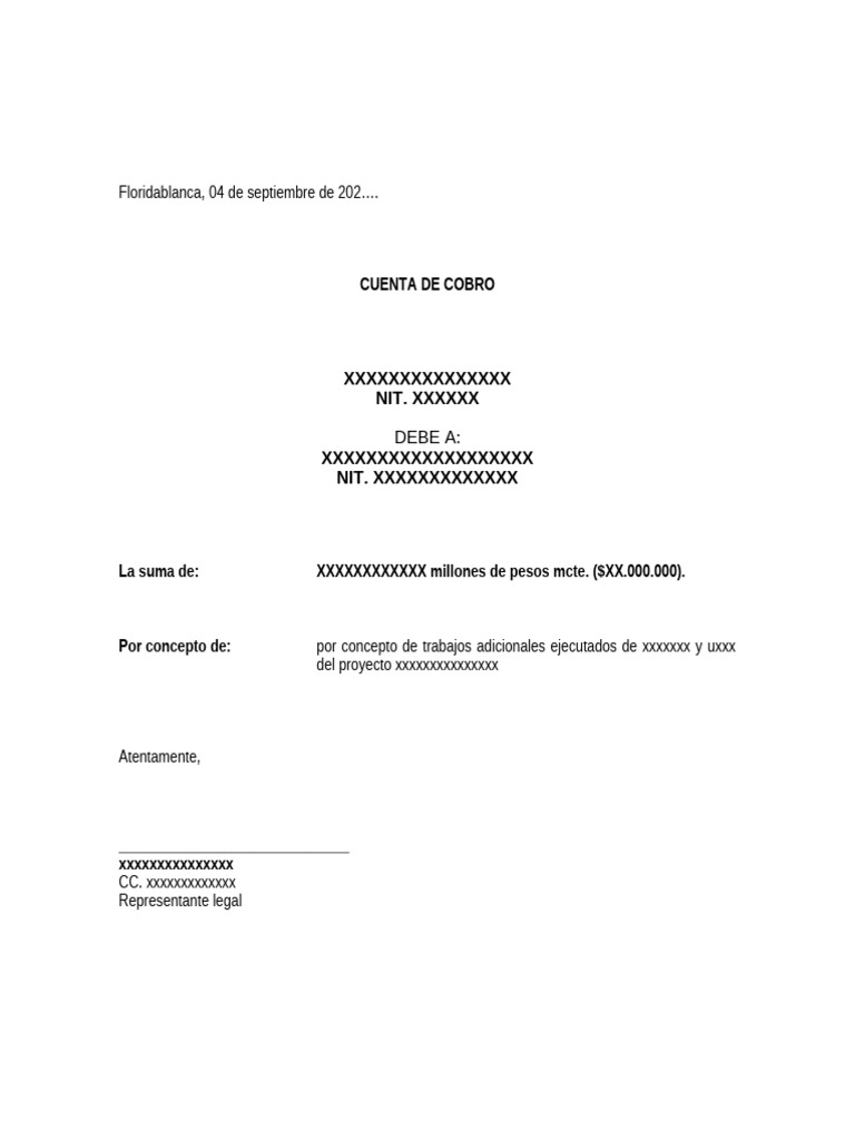 Cuenta de Cobro Anticipo | PDF