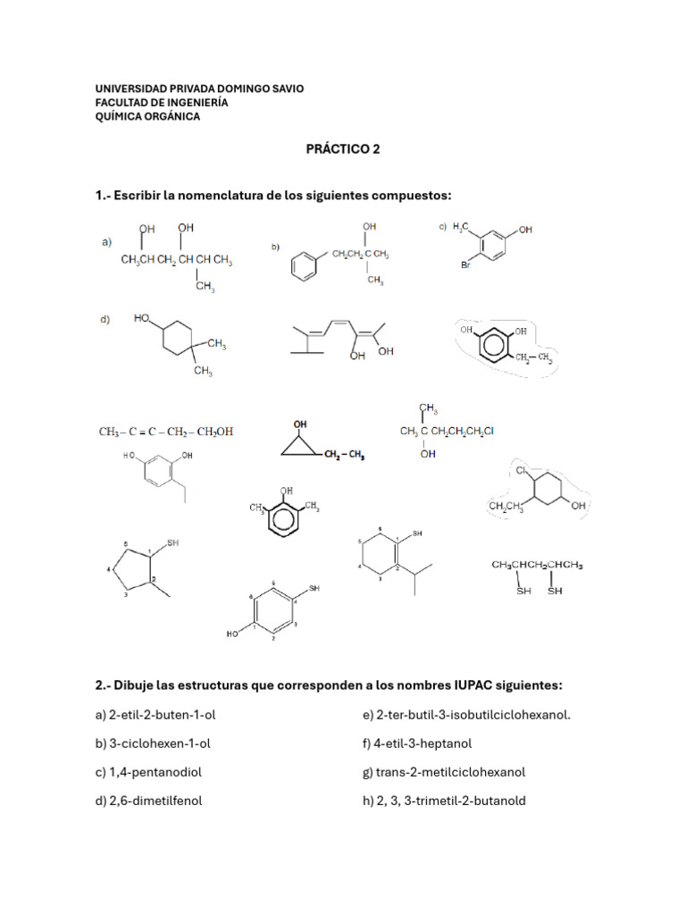 Práctico 2 Alcoholes, Fenoles y Tioles | PDF