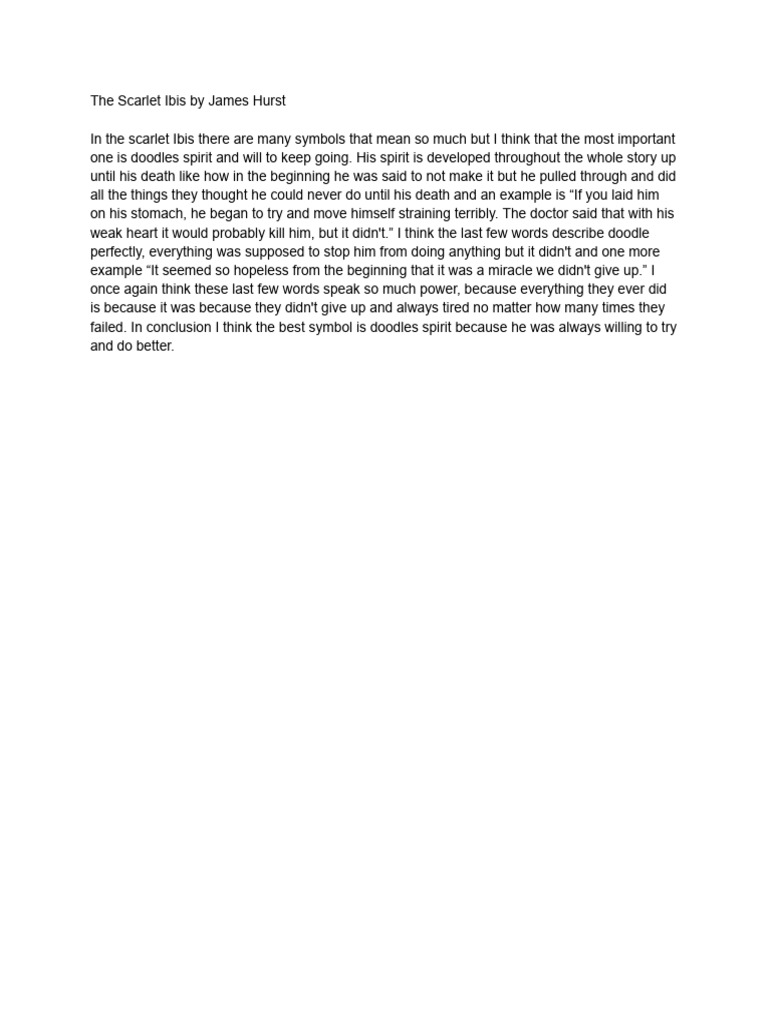 The Scarlet Ibis by James Hurst | PDF