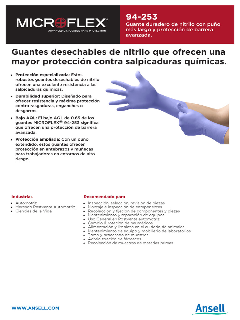 Microflex-94-253 Pds Co | PDF | Guante
