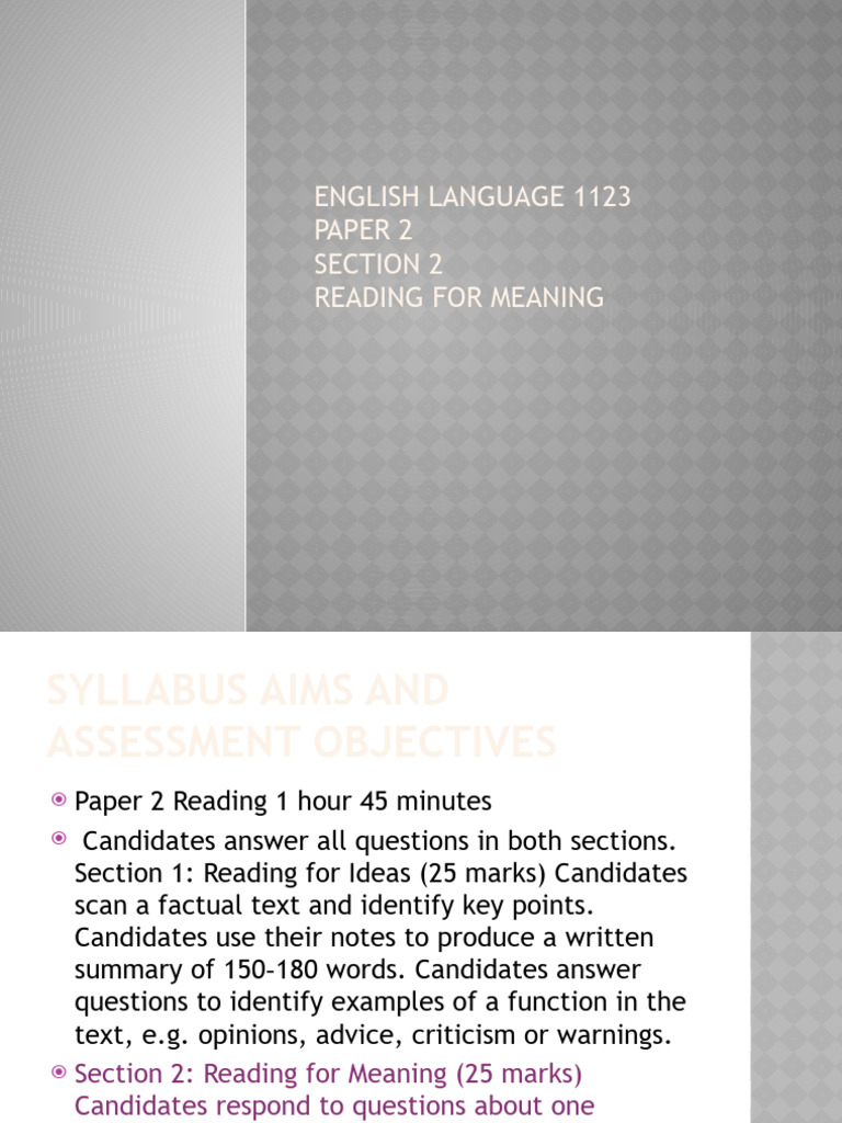Reading for Meaning Assessment Guide | PDF