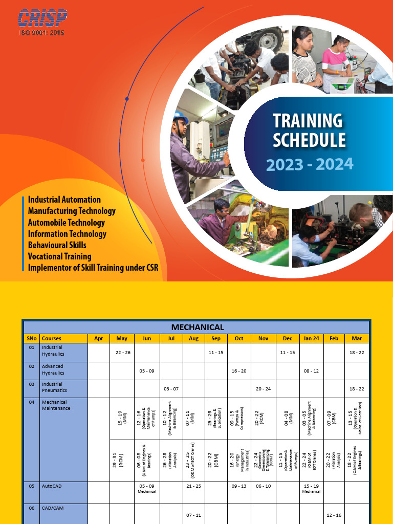 Industry Training Calendar 2023-24 | PDF