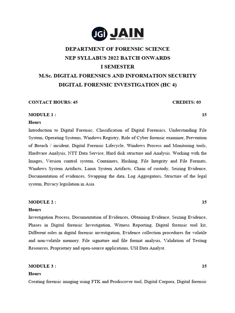dif syllabus | PDF | Digital Forensics | Computing