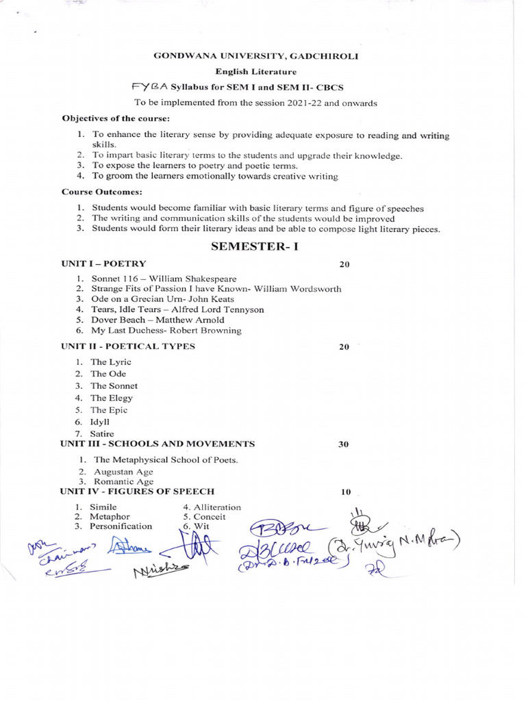 English Literature Sem - I & II - 001 | PDF | Poetry | Phonaesthetics