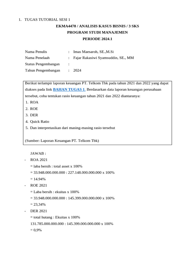 Tugas 1 EKMA 4478 | PDF