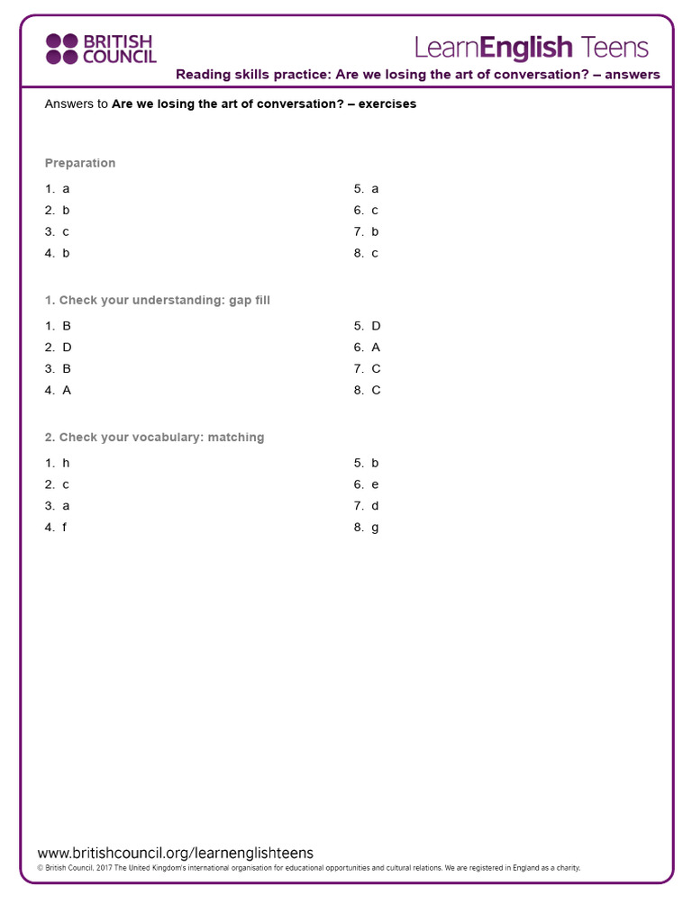 Are We Losing The Art of Conversation - Answers 0 | PDF