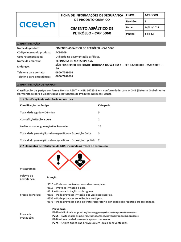 Cimento Asfaltico de Petroleo Cap 5060 | PDF