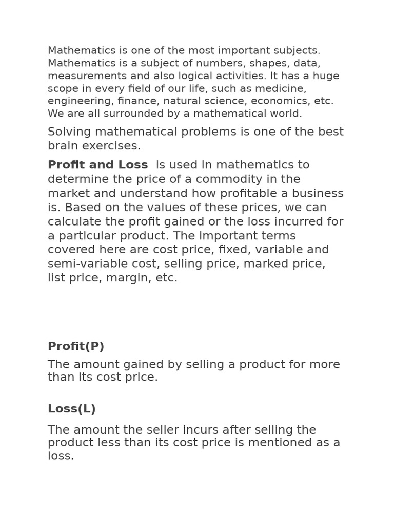 Mathematics Project | PDF | Prices | Cost