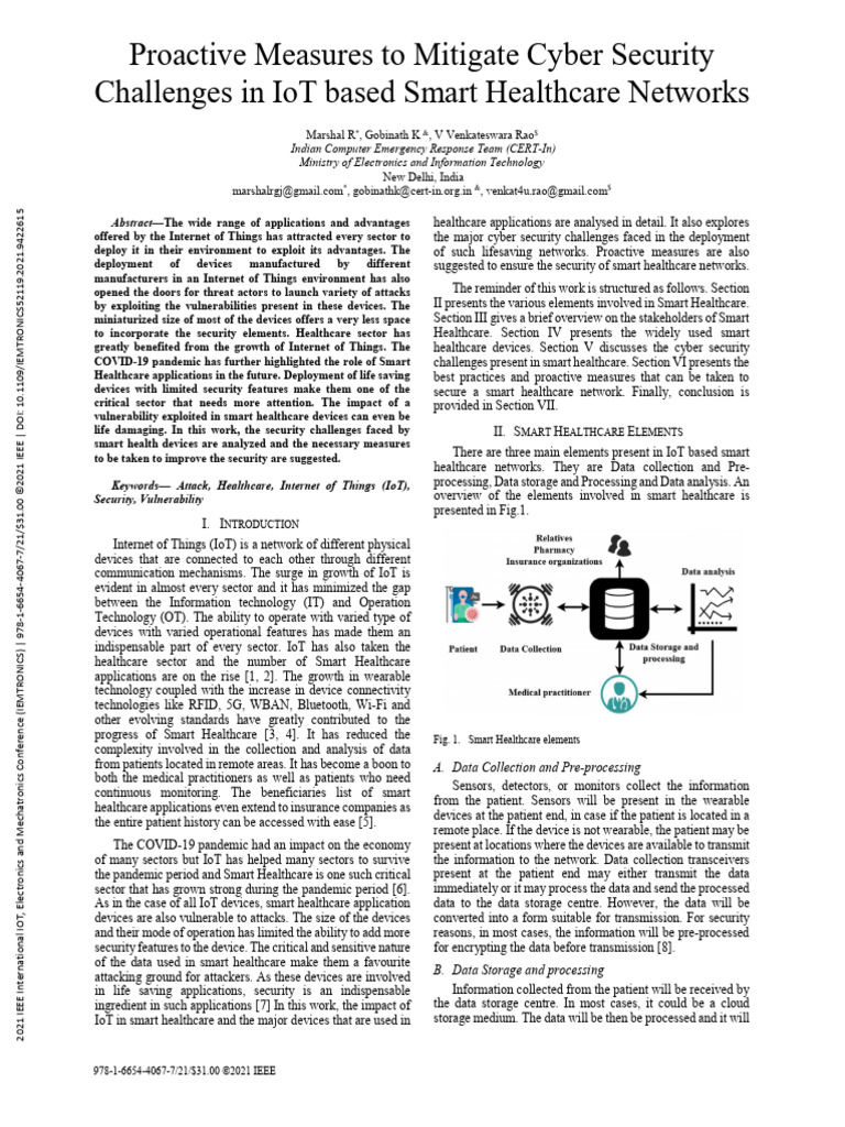 Proactive Measures To Mitigate Cyber Security Challenges in IoT Based ...