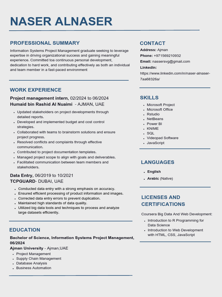 Naser_Alnaser_CV | PDF | Web Development | Project Management