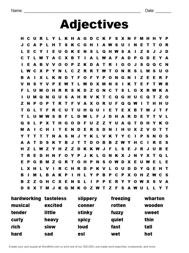 Adjectives 9c445 6162dd0b | PDF | Puzzles | Word Puzzles