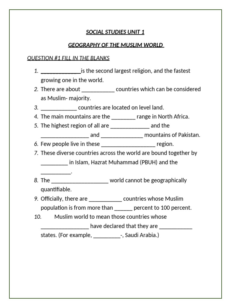 SOCIAL STUDIES UNIT 1 Made by Sara Abbas | PDF