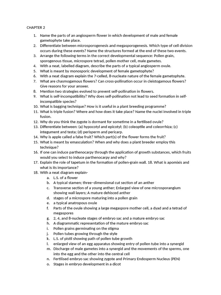 Chapterwise Bio Long | PDF | Flowers | Plants