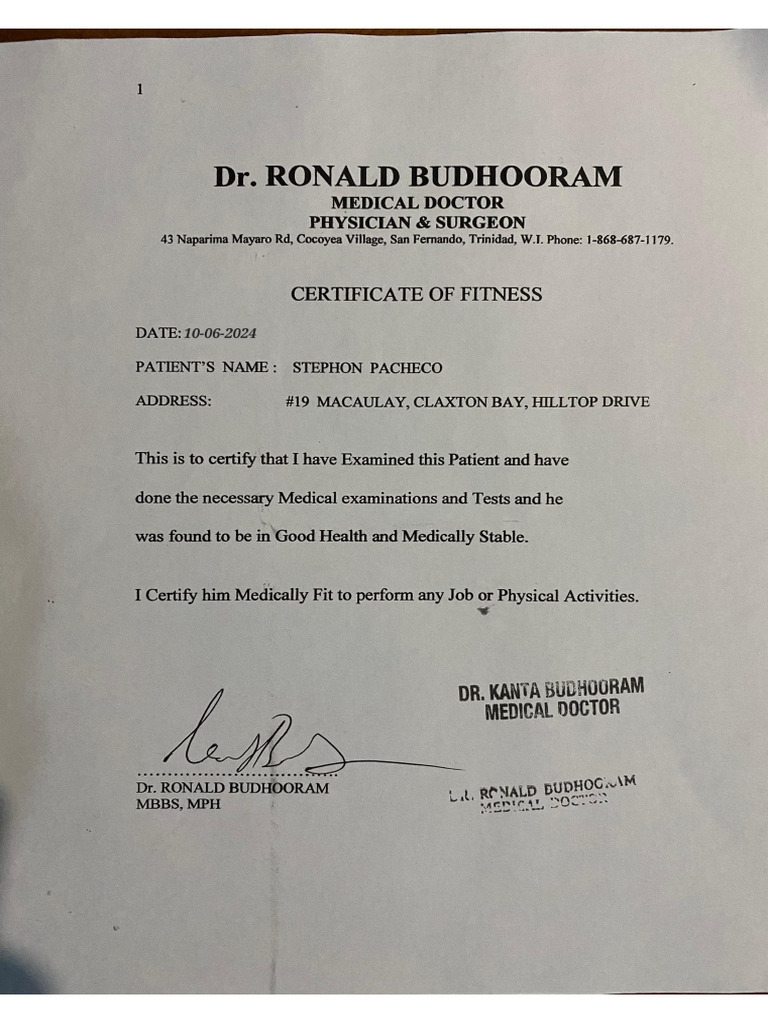 Certificate of Fitness | PDF
