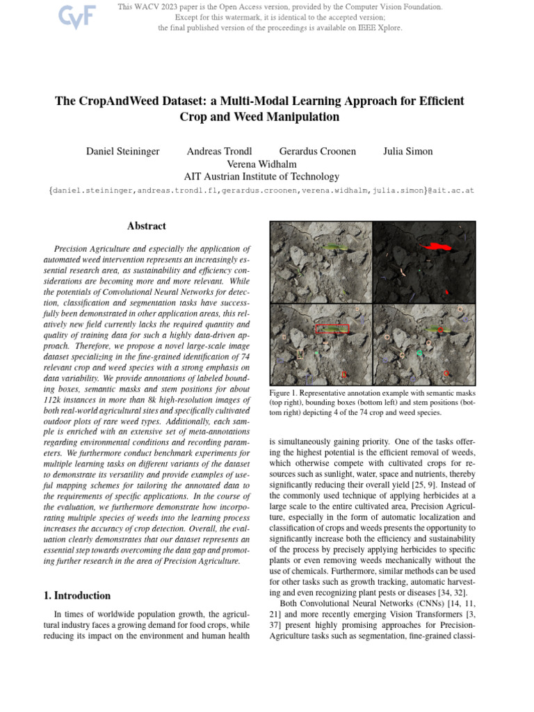 Steininger The CropAndWeed Dataset A Multi-Modal Learning Approach For Efficient Crop WACV 2023 ...