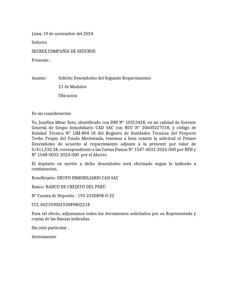 Solicitud de Desembolso | PDF