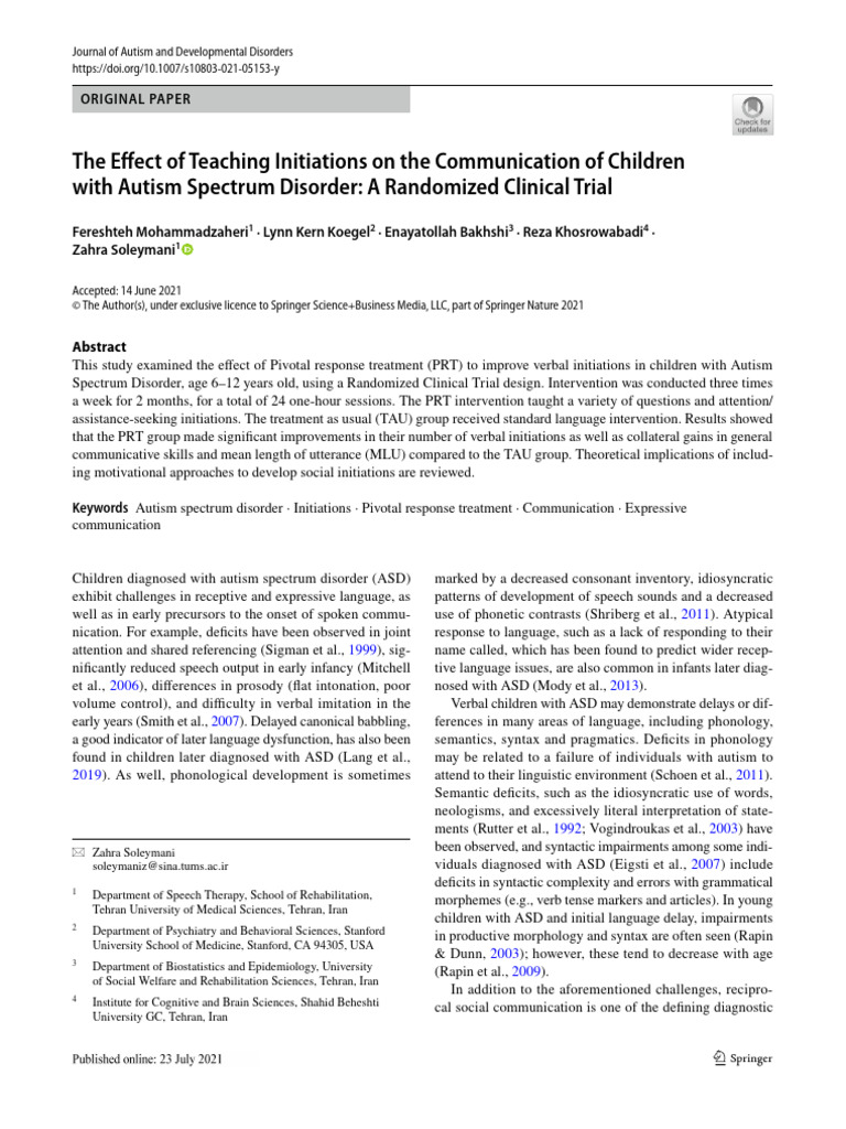 The Effect of Teaching Initiations On The Communication | PDF | Autism ...