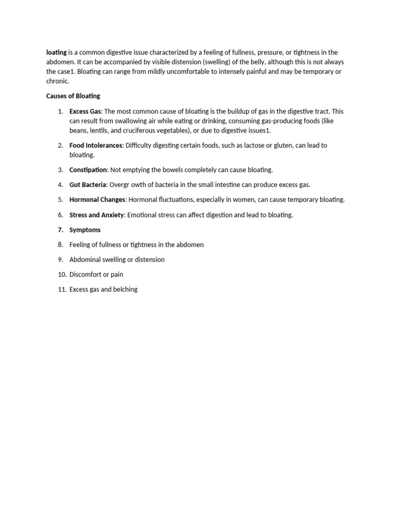 Bloating Is A Common Digestive Issue Characterized by A Feeling of ...