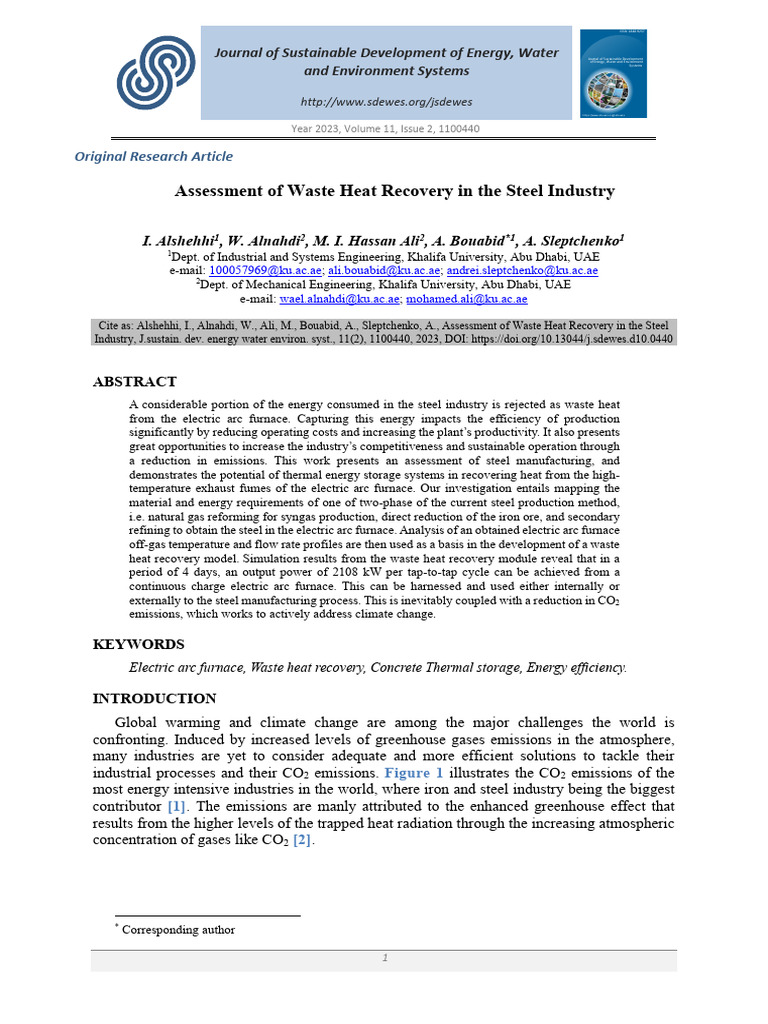 Waste Heat Recovery in Steel Production | PDF | Greenhouse Gas ...