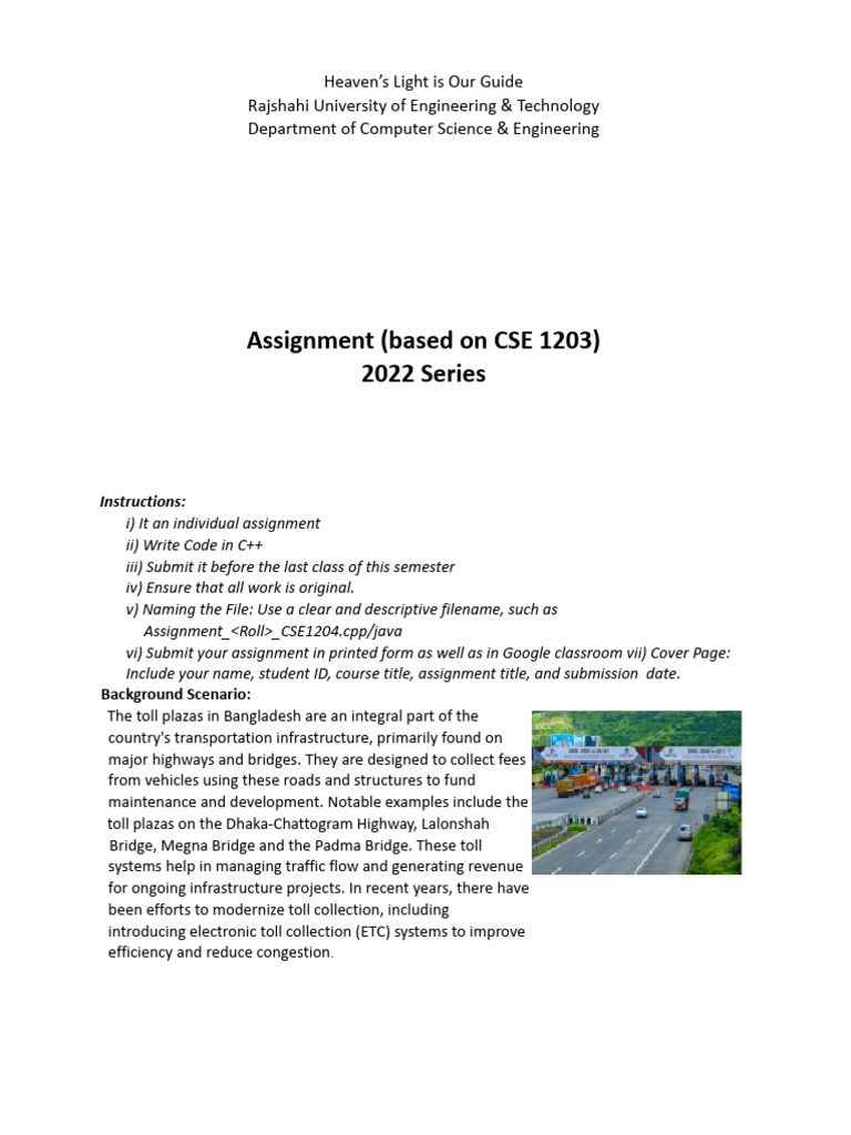 Assignment_2022-1 | PDF | Toll Road | Truck