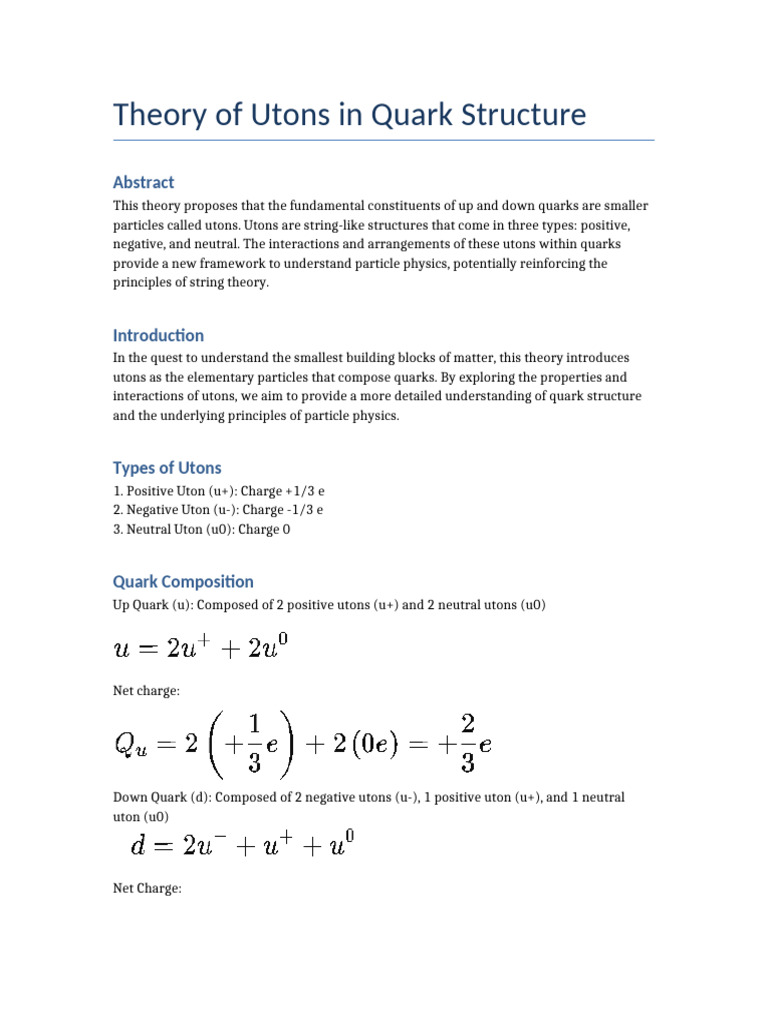 Utons: Fundamental Particles in Quarks | PDF | Quark | Elementary Particle