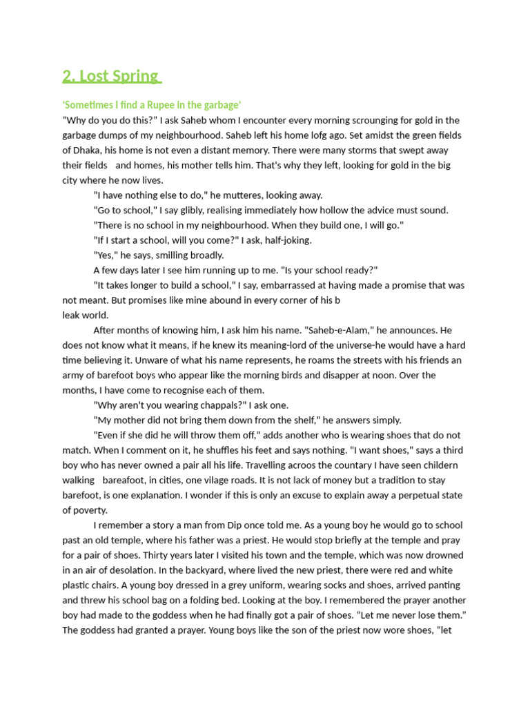 The Lost Spring | PDF