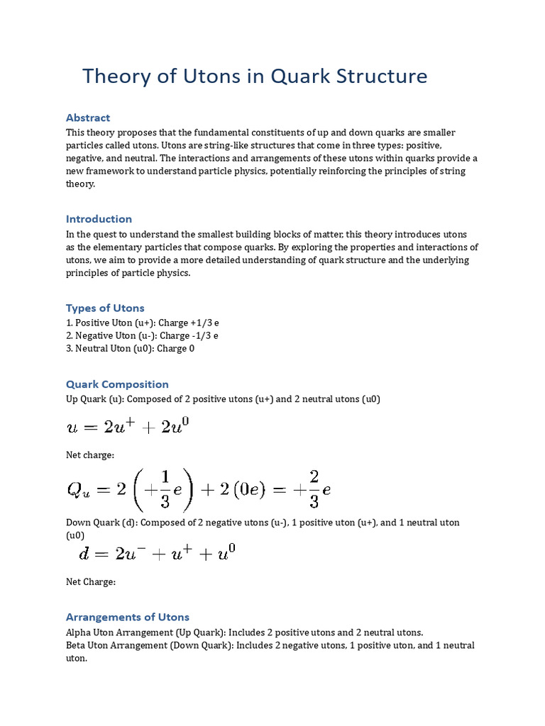 Utons: New Insights into Quark Structure | PDF | Elementary Particle ...